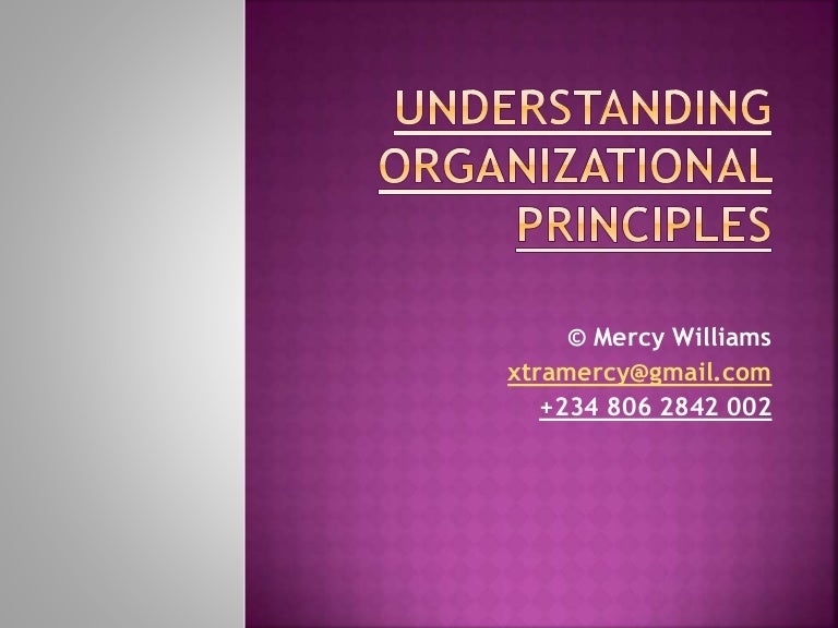 Understanding Organizational Principles Understanding Organizational Principles