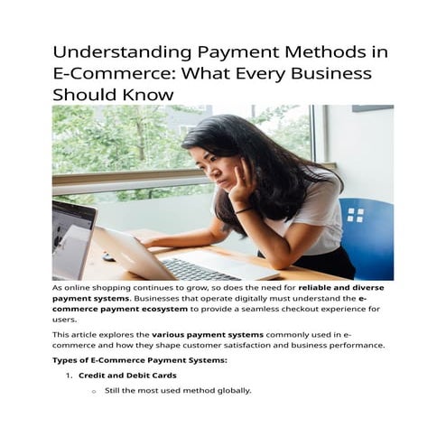 Understanding Types of E-commerce payment systems | DOCX