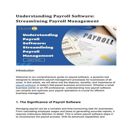 Understanding Payroll Software_ Streamlining Payroll Management | PDF