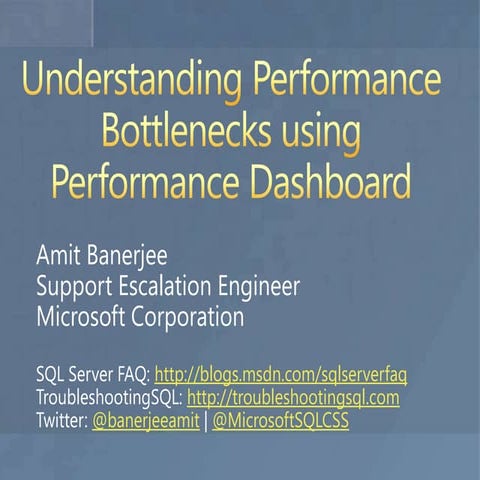 Understanding Performance Bottlenecks Using Performance Dashboard Ppt