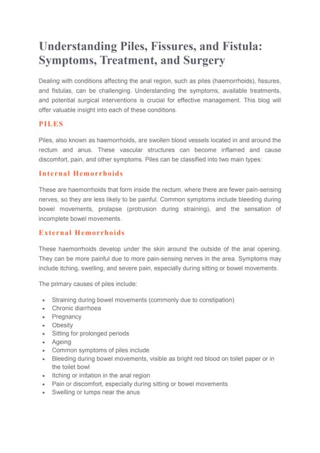 Piles Types, Causes and Symptoms | Piles Laser Treatment in Hyderabad | PPT