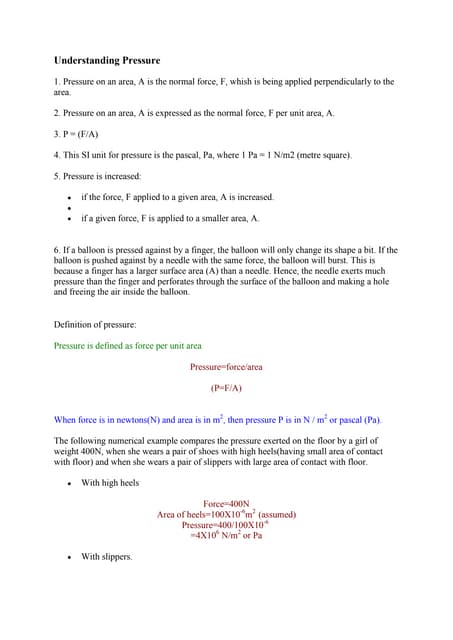 Concept of Pressure | PPTX