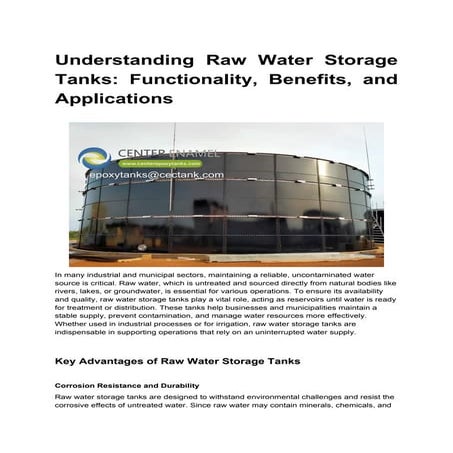 Understanding Raw Water Storage Tanks_ Functionality, Benefits, and ...