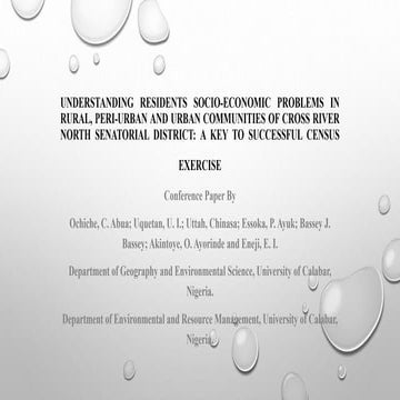 Understanding Residents Socio-Economic Problems in Rural, Peri-Urban ...