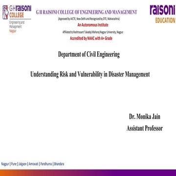 Understanding Risk and Vulnerability in Disaster Management | PDF