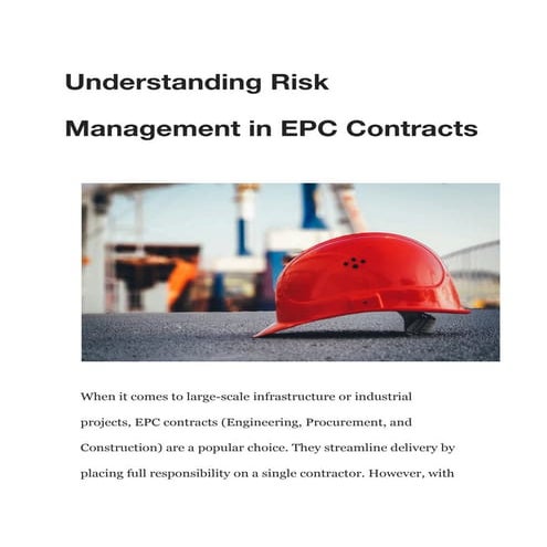 Understanding Risk Management in EPC Contracts | PDF