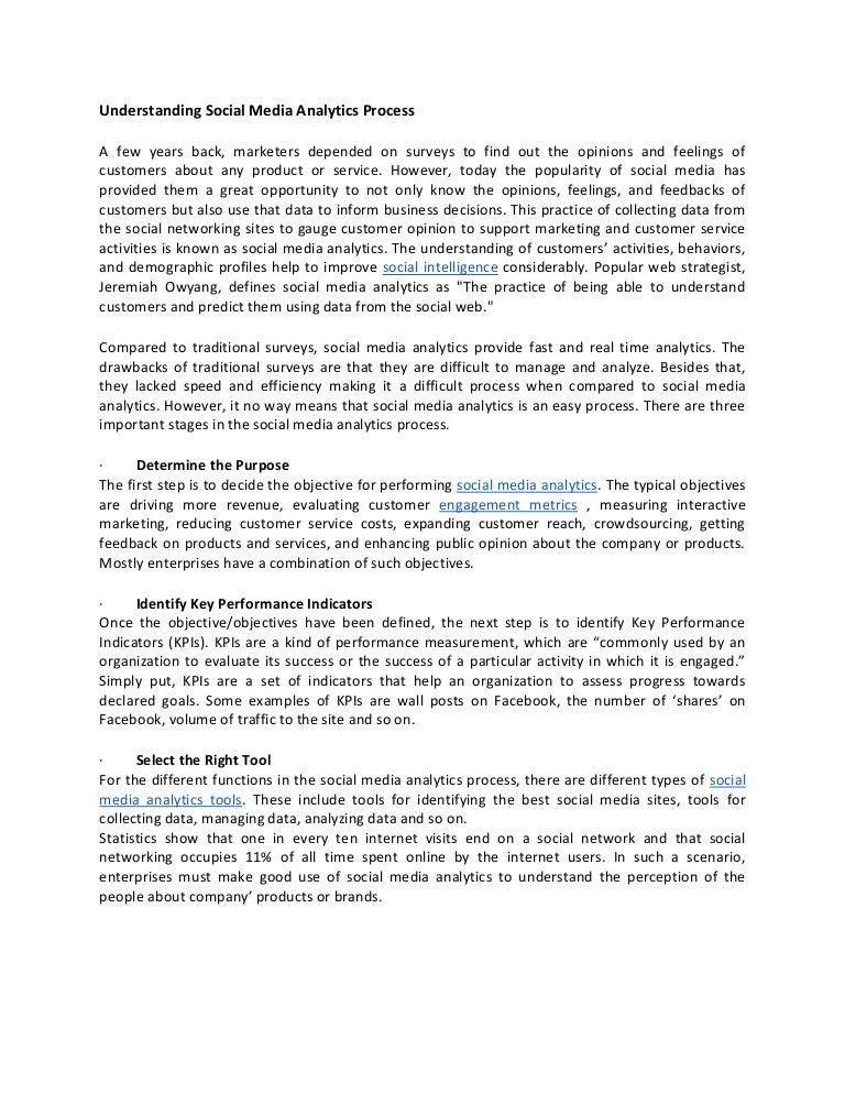 Understanding Social Media Analytics Process