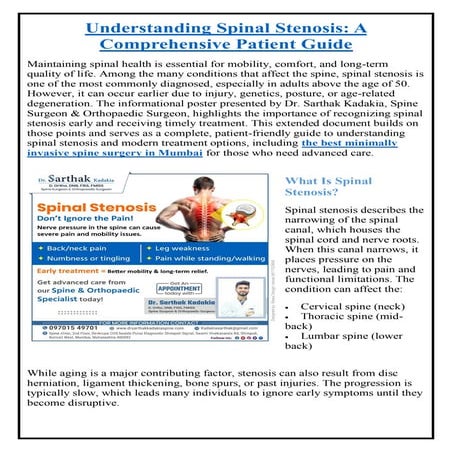 Understanding Spinal Stenosis: A Comprehensive Patient Guide | PDF