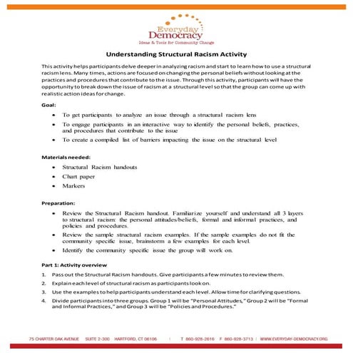 Understanding Structural Racism Activity | PDF