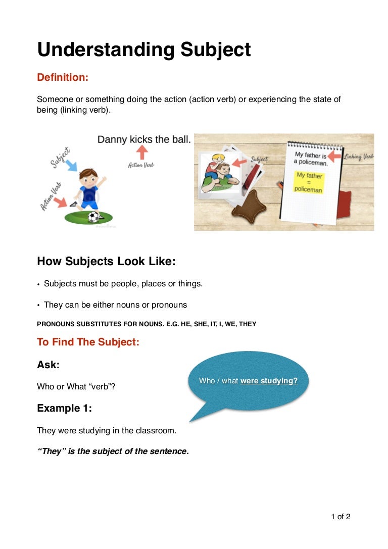 Understanding subject