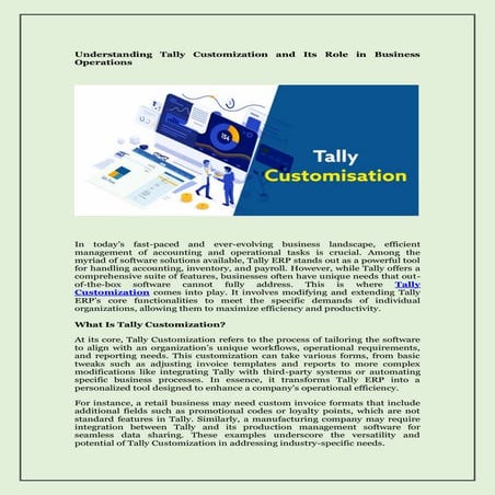 Top Tally Customization Services for Seamless Business Operations | PDF