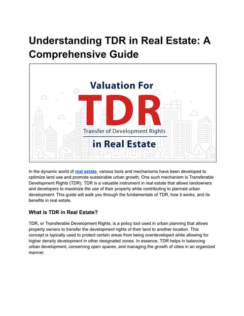 TDR - TRANSFER OF DEVELOPMENT RIGHTS | PPTX | Developmental Sites ...
