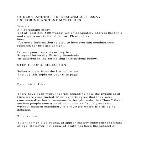 UNDERSTANDING THE ASSIGNMENT ESSAY - EXPLORING ANCIENT MYSTERIES | PDF