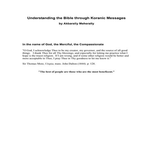 Understanding the bible through koranic messages | PDF