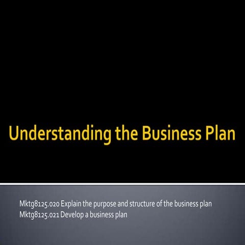 Understanding the business plan | PPTX