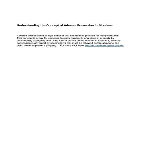 Understanding the Concept of Adverse Possession in Montana.docx
