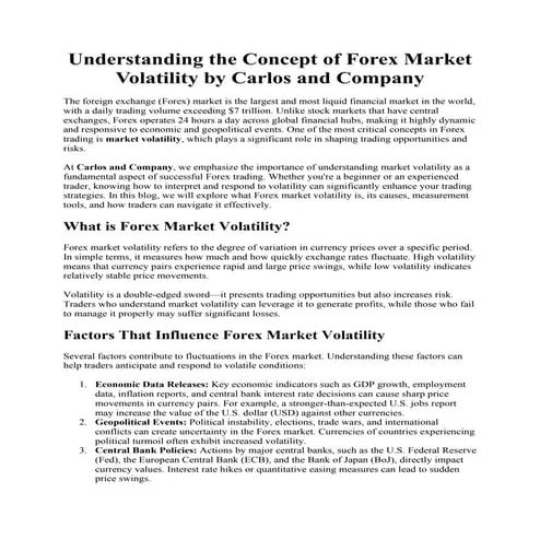 Understanding the Concept of Forex Market Volatility by Carlos and ...