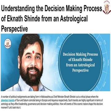 Understanding the Decision Making Process of Eknath Shinde from an ...