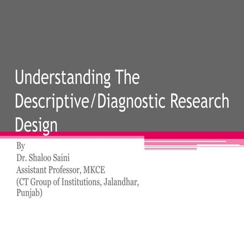 Understanding the Descriptive/ Diagnostic Research Design | PPTX