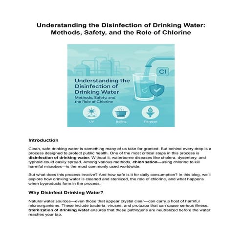 Understanding the Disinfection of Drinking Water: Methods, Safety, and ...