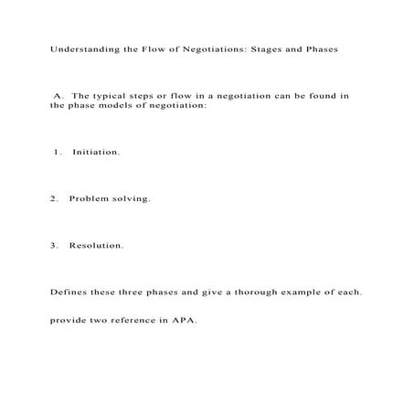 Understanding the Flow of Negotiations Stages and Phases .docx