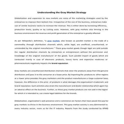 Understanding the Gray Market Strategy | PDF