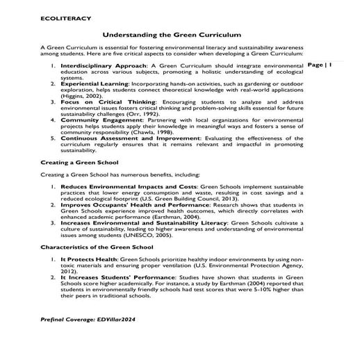 Understanding the Green Curriculum d0cdf | PDF