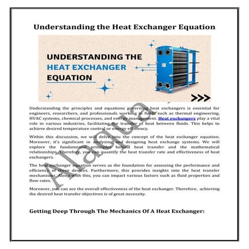 Understanding the Heat Exchanger Equation | PDF