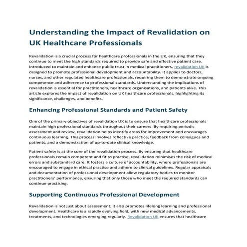 Understanding the Impact of Revalidation on UK Healthcare Professionals.pdf