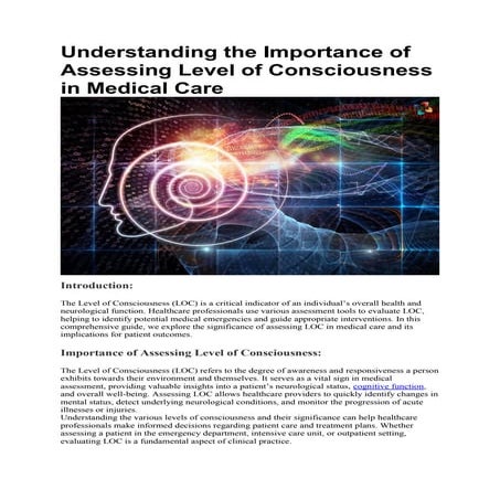 Importance of Assessing Level of Consciousness in Medical Care | The ...