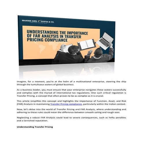 Understanding the Importance of FAR Analysis in Transfer Pricing ...