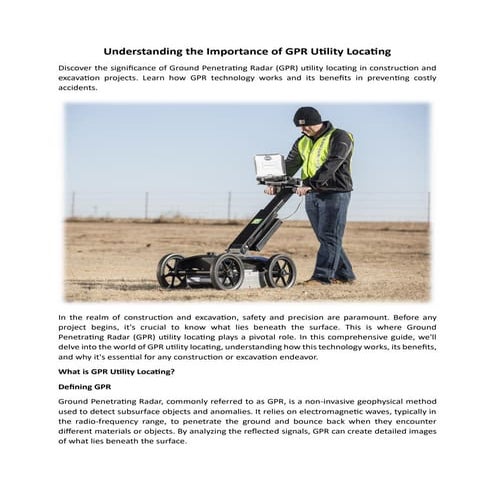 Understanding The Importance Of Gpr Utility Locatingpdf