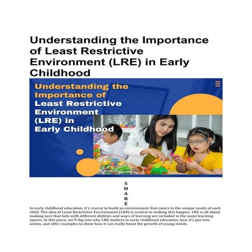 Recognizing the Significance of a Least Restrictive Environment (LRE ...