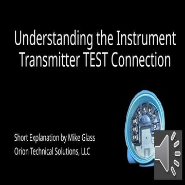 Understanding The Instrument Transmitter Test Connection Pptx