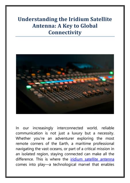 Empower Connectivity: Iridium Satellite Antennas Unveiled | PDF