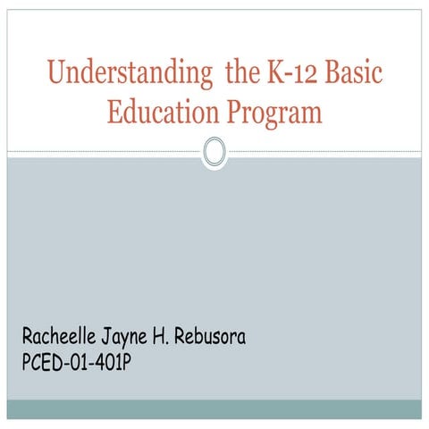 K to 12 CURRICULUM FOR BASIC EDUCATION | PPTX
