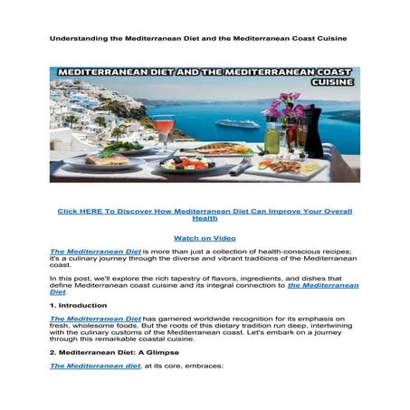 Understanding the Mediterranean Diet and the Mediterranean Coast ...