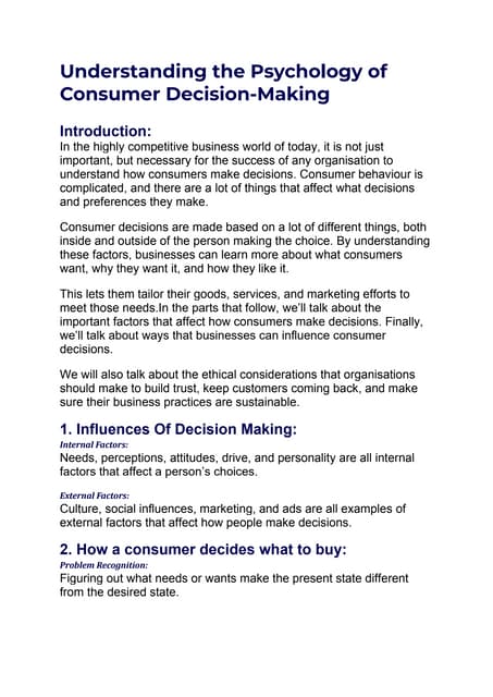 Understanding the Psychological Mechanisms Influencing Consumer ... Understanding the Psychological Mechanisms Influencing Consumer ...