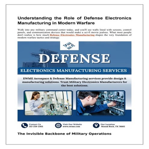 Understanding the Role of Defense Electronics Manufacturing in Modern Warfare | PDF