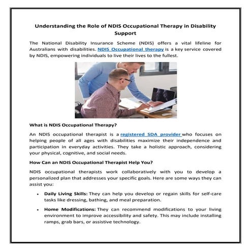 Understanding the Role of NDIS Occupational Therapy in Disability ...