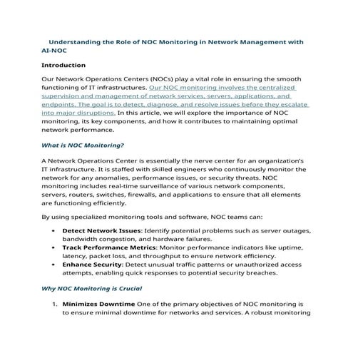 Network Operations Center (NOC) | PPTX