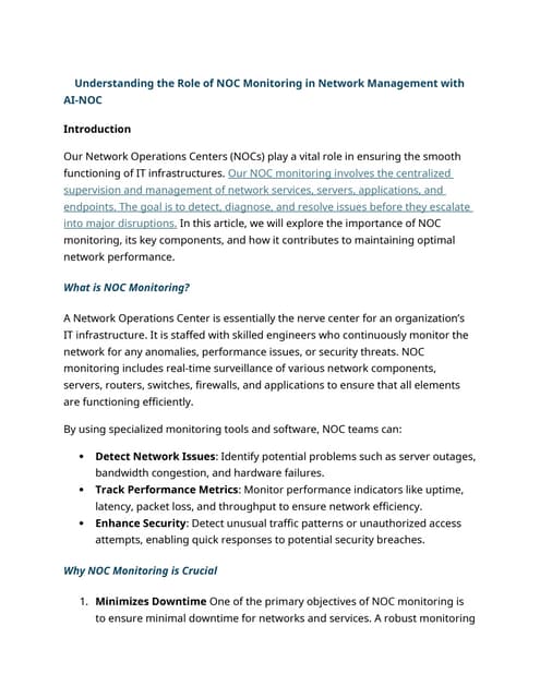 Network Operations Center Processes- Isaac Mwesigwa | PDF