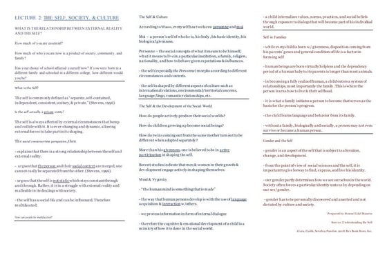 The Self ,Society and Culture | PPTX