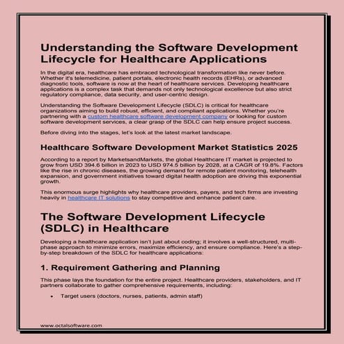 Understanding the Software Development Lifecycle for Healthcare Applications | PDF