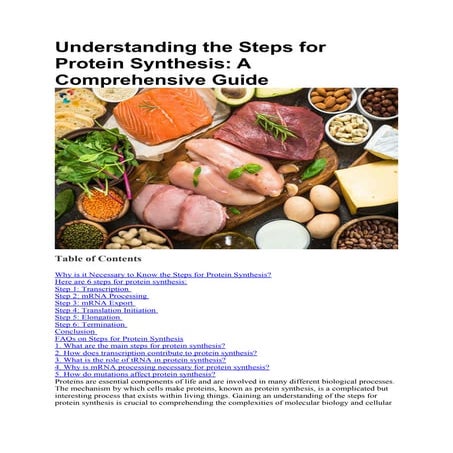 6 Important Steps for Protein Synthesis | The Lifesciences Magazine | PDF