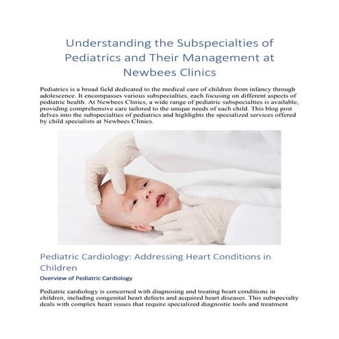 Understanding the Subspecialties of Pediatrics | PDF