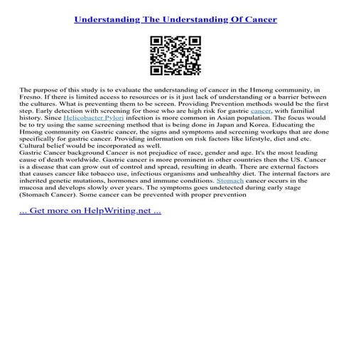 Understanding The Understanding Of Cancer | PDF