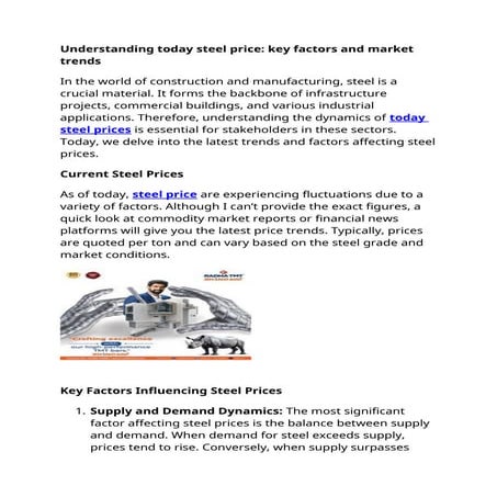 Understanding today steel price: key factors and market trends | DOCX