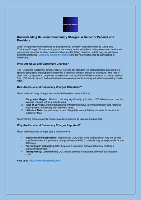 Understanding Usual and Customary Charges, Rates, and Reasonable Fees ...