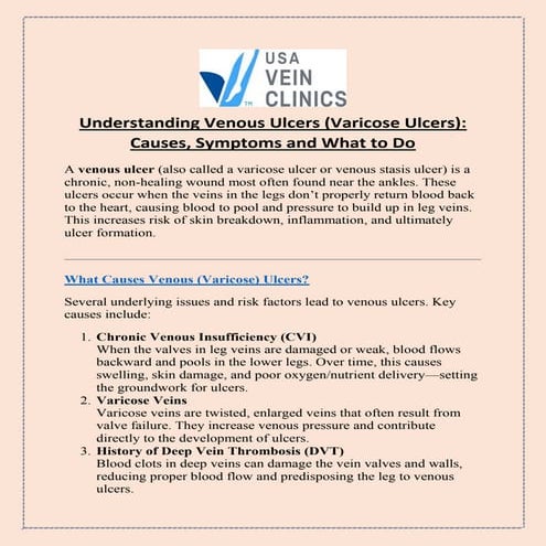 Understanding Venous Ulcers (Varicose Ulcers)- Causes, Symptoms and ...
